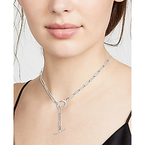 BVGA Chain Choker Necklace Paperclip Toggle Clasp Simple Y Necklace Oval Rectangle Link Chain Layering Necklace for Women Gold Silver (Silver)