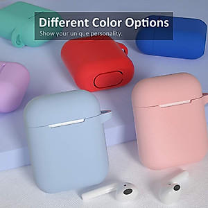SATLITOG AirPods Case Cover with Secure Lock Keychain, Protective Silicone Cover Compatible with Apple AirPods 2nd & 1st Charging Case - Denim Blue