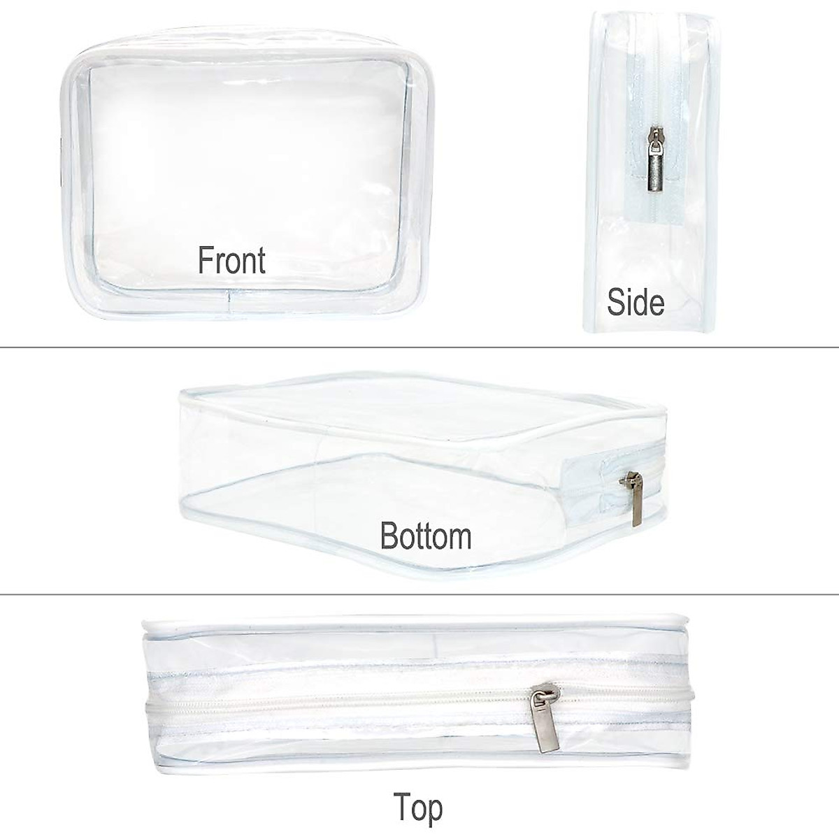 APREUTY Clear Makeup Bags, TSA Approved 6Pcs Cosmetic Makeup Bags Set Clear PVC with Zipper Handle Portable Travel Luggage Pouch Airport Airline Organization (White)