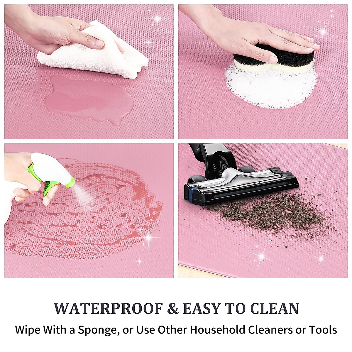 AUTODECO Kitchen Mats and Rugs Set of 2 - Cushioned Anti-Fatigue Kitchen Rug for Floor Washable 17"x29" +17"x59", PinkRed