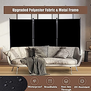 YASRKML 3 Panel Room Divider, Folding Privacy Screen for Home, Dorm, Office, Partition Room Dividers Separators, Freestanding Room Divider Screen Fabric Panel 102x71.3'', Black