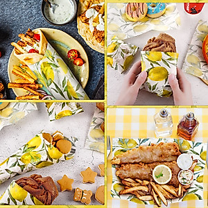 150 Sheets Wax Paper Sheets Wax Paper Sheet for Food Lemon Grease Proof Deli Wraps Basket Liners Deli Paper Sheets Wax Paper Baking Paper Parchment Paper Sandwich Wrap Paper Picnic Basket Liners