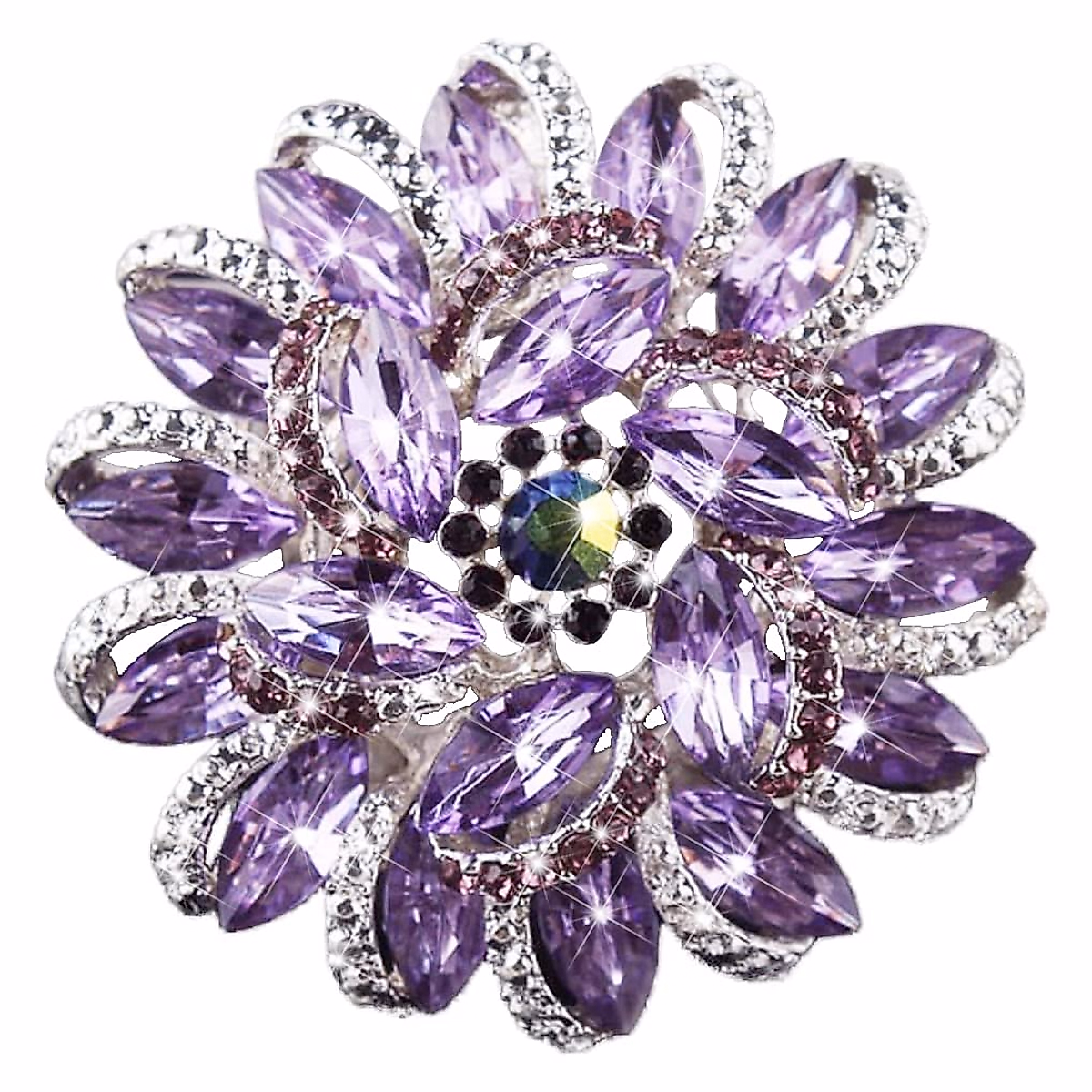 Kedybaurio Crystal Diamond Flower Brooch Pin for Women Girls Brides