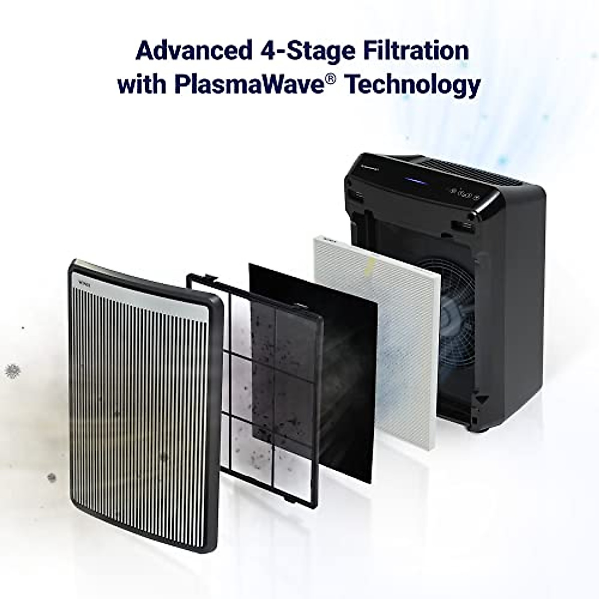 Winix 9800 4-Stage True Hepa Air Purifier with WiFi and PlasmaWave, 500 Sq Ft,Black,Large