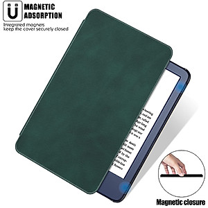 BOZHUORUI Slim Case for All-New Kindle 11th Generation - 2022 Release (6 inch, Model C2V2L3) - Premium PU Leather Bookcover with Auto Sleep/Wake (Pine Green)