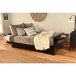 Kodiak Furniture Phoenix Full Size Futon In Black Finish With Storage Drawers, Suede Gray
