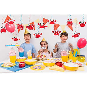 24 Pcs Crab Hanging Swirls Crab Party Decorations Crab Spirals Crab Ceiling Decorations Crab Party Supplies for Crab Birthday Party Ocean Decorations