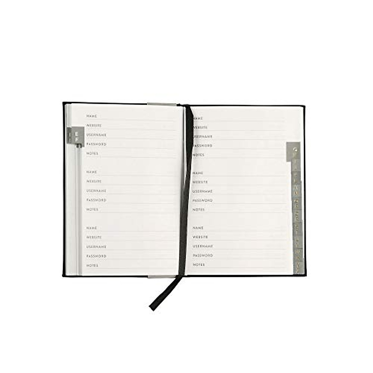Eccolo Password Keeper Book with Alphabetical Tabs, Discrete Computer and Website Login Password Book and Organizer, Hardcover Pocket Size Journal Notebook for Everyday Use (Black, 5.75x4 inches)