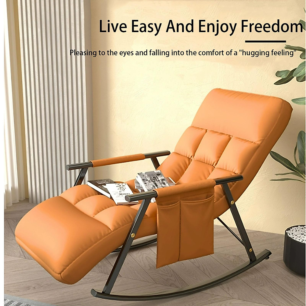 HASWEX Wide Rocking Chair Outdoor Patio Rocking Chair, Adjustable Padded Cushion Rocker Recliner Chair Outdoor for Front Porch,with High Back and Deep Seating