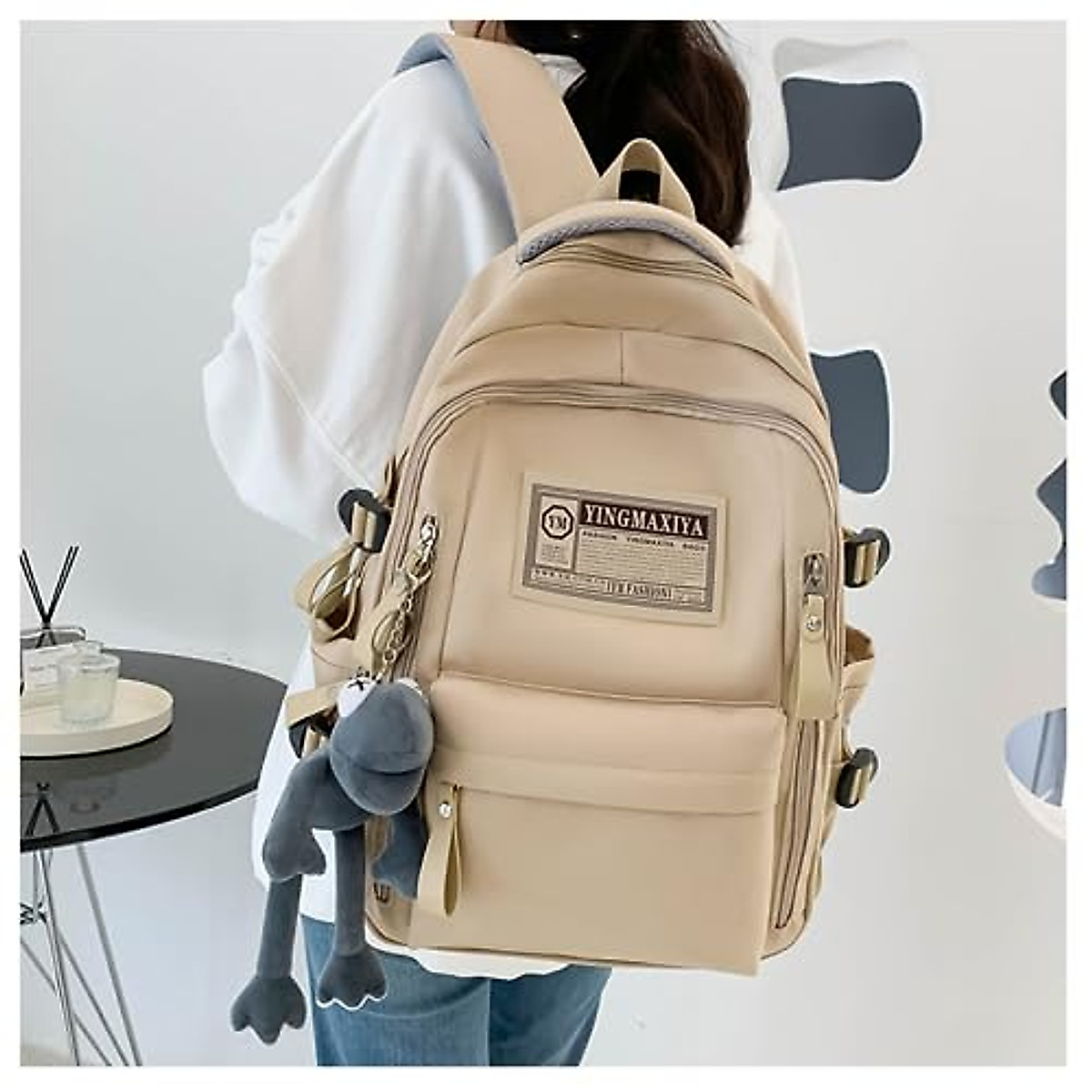 DUNBRI Large Capacity Backpack Waterproof Activity Backpack Women Laptop Backpack Men Fashion Gym Backpack Travel Bag (Khaki)