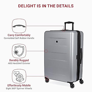 SwissGear 8020 Eclipse Hardside Expandable Luggage with Spinner Wheels, Ultimate Grey, Checked-Large 27-Inch