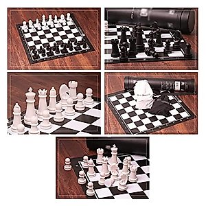 JGATW Chess Set Portable Chess Checkers Set，Folding Roll Up Chess Game for Outdoor Activities Chess Sets International Chess