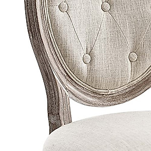 Modway Arise French Vintage Tufted Upholstered Fabric Dining Side Chair in Beige