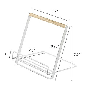 Yamazaki Home Tosca Cookbook Stand - Kitchen Cooking Recipe Holder for Counter - Steel + Wood