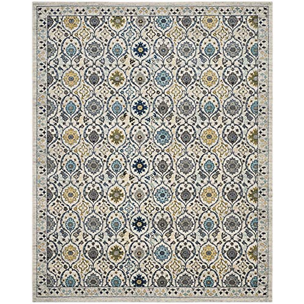 SAFAVIEH Evoke Collection 9' x 12' Ivory/Blue EVK210C Non-Shedding Living Room Bedroom Dining Home Office Area Rug