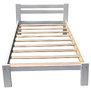 Amazonas White Twin Bed with Trundle Wooden Trundle Bed Twin Size Solid Pine Wood and Hardwood Slats Support Kids Bed Boy Girl Wooden Bedroom Furniture