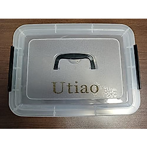 Utiao 12 Quart Plastic Bin with Handles, Clear Latching Storage Box, 1 Pack