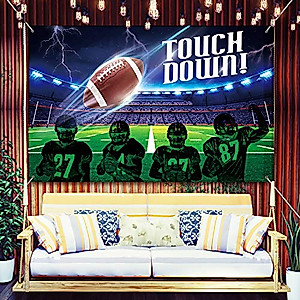 Football Party Decoration Supplies, Large Fabric Football Scene for Touch Football Down Party Supplies, Football Field Photo Booth Backdrop Banner Background Football Themed Supplies