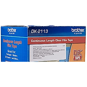 Brother Genuine DK-2113 Continuous Length Black on Clear Film Tape for Brother QL Label Printers, 2.4" x 50' (62mm x 15.2M), 1 Roll per Box, DK2113