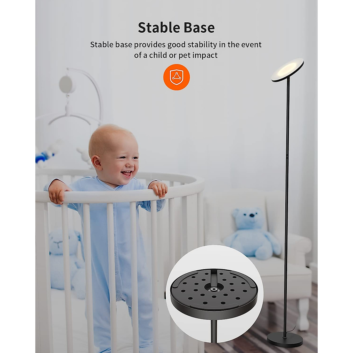 OYU LED Floor Lamp, LED Torchiere Floor Lamp, Lamp That Lights Up Whole Room, Bright Floor Lamp 30W/2500LM, 3000K-6500K with Night Light Mode & Touch Control, LED Floor Lamps for Living Room, Bedroom