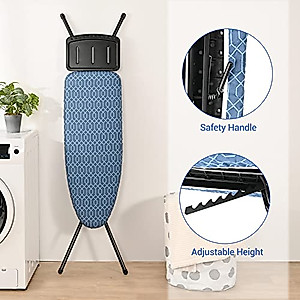 APEXCHASER Ironing Board with Iron Rest, 2 Heat Resistant Covers and Seven-Level Adjustable Heights, Space-Saving Iron Boards with Heavy Sturdy Metal Legs