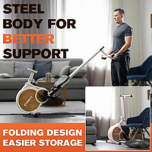 Rowing Machine, ZymFit Magnetic Rower Machine with 16 Levels of Resistance, Max 350lb Weight Capacity, Foldable Rowing Machines for Home Use