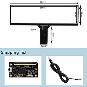 12.6" Capacitive Touch Sensor Panel for 12.6 inch 1920x515 NV126B5M-N41 eDP LCD Screen,with USB Interface Support 10 Point Multi-Touch