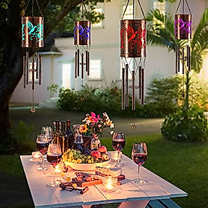 RIMICAB Hummingbird Wind Chime, Solar Wind Chimes, Outdoor LED Garden Lantern Memorial Wind Chime Hanging Home Decor for Garden Patio Yard, Gift for Women Mom Grandma, Christmas Thanksgiving