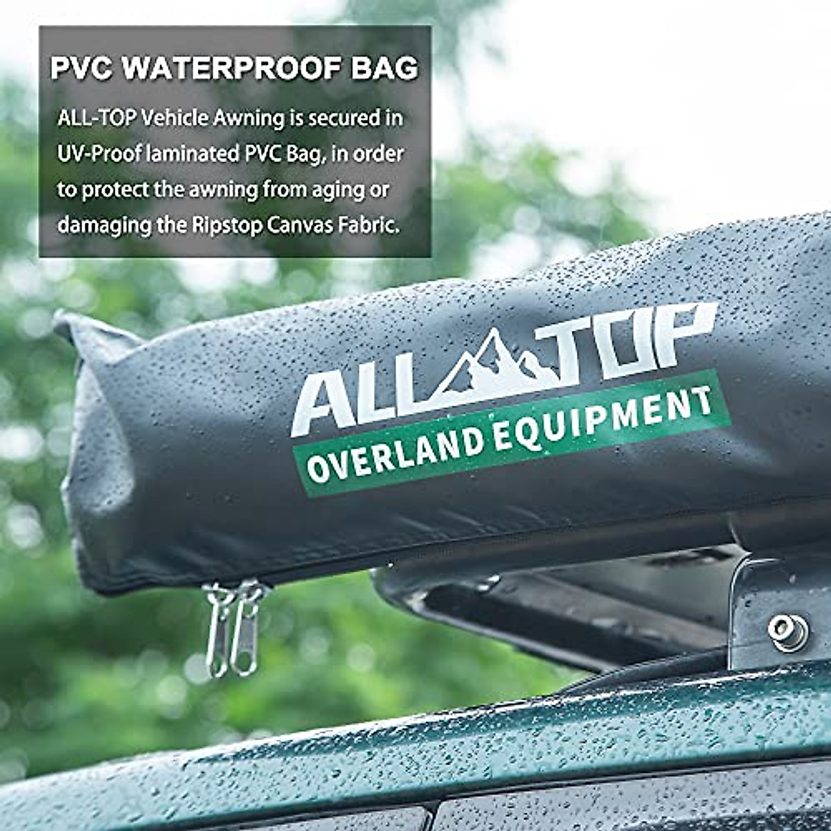 ALL-TOP Vehicle Awning 6.6'x8.2' Rooftop Pull-Out Retractable 4x4 Weather-Proof UV50+ Side Awning for SUV/Truck/Van