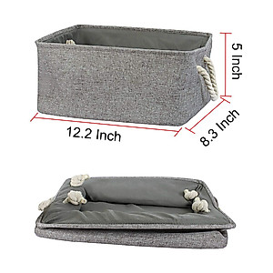 uxcell Fabric Storage Basket with Dual Handles, Collapsible Storage Bins for Toys Laundry Clothes Storage, Home Organizer for Bedroom Office Closet Gray Small