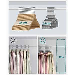 SONGMICS 30-Pack Coat Hangers, Premium Quality Plastic Suit Hangers, Heavy-Duty, S-Shaped Opening, Non-Slip, Space-Saving, 360º Swivel Hook, 16.3 Inches Long, Light Gray and Dark Gray UCRP041G05