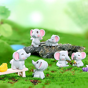 MAOMIA 12 Pcs Lovely Elephant Figure Animal Toys Set Cake Topper, Micro Landscape Decor Fairy Garden Miniature Elephant Figurines Collection Playset for Christmas Birthday Gift Desk Decorations
