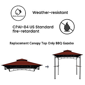 Tanxianzhe Grill Gazebo Replacement Canopy Top Cover 5×8 Double Tiered BBQ Roof ONLY FIT for Gazebo Model L-GG001PST-F (Burgundy)