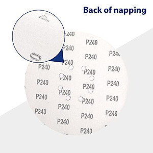 WORKPRO 9-Inch 8 Hole Hook-and-Loop Sandpaper 240 Grits, 20-Piece Grinding Abrasive Sanding Disc for Drywall Sander Wood Furniture Finishing (240 Grits - 20 Pcs)