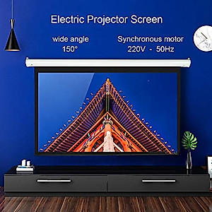 BBSJ 100" Motorized Electric Projector Screen 16:9 4K 3D Ready Wall Mounted with 12V Trigger Remote for Home Theater