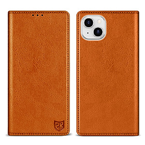 ZZXX for iPhone 14 Plus Wallet Case with [RFID Blocking] Card Slot Stand Strong Magnetic Leather Flip Fold Protective Phone Case for iPhone 14 Plus Case Wallet(Brown-6.7 inch)