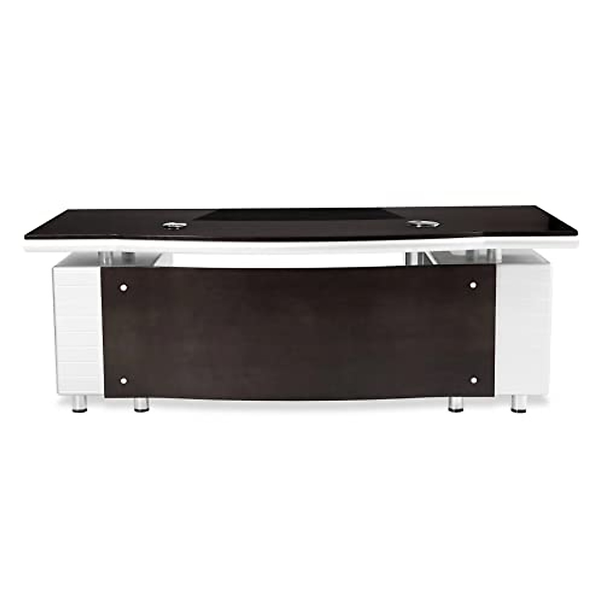Zuri Furniture 83" Modern Kennedy Executive Dark Wood Desk with Left Return