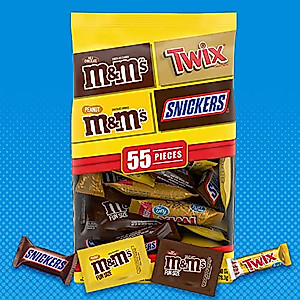 M&M'S, SNICKERS & TWIX Variety Pack Fun Size Milk Chocolate Candy Bars Assortment, 30.98-Ounce 55 Piece Bag
