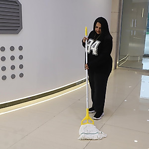 Midoneat Commercial Mop Bucket with Side Press Wringer on Wheels, 35Qt,Yellow Including One Commercial Mop