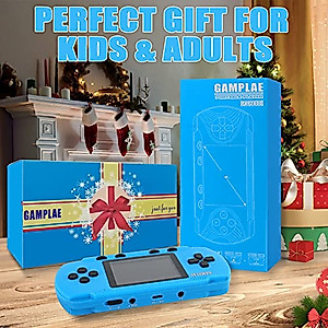 Handheld Game Console for Kids, Video Games Retro Hand Held Games Electronic Gaming Player 3.0'' Screen Built-in 258 Classic Games TV Output Rechargeable Arcade Games-Blue