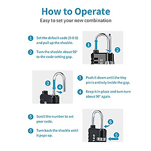 DELSWIN Combination Lock 3-Digit Small Padlock - 4Pcs Resettable Combo Lock for School Gym Locker, Outdoor, Fence, Gate, Waterproof Luggage Locks for Travel Backpack