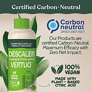 Nespresso Compatible Vertuo Cleaning & Descaling Kit. Includes 1 Bottle of Descaling Solution, 6 Cleaning Tablets and 1 Reusable Pod. Carbon Neutral Vertuo Maintenance Kit. 6 Month Supply.