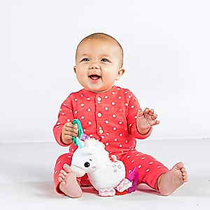 Bright Starts Unicorn Sparkle & Shine Plush Take-Along Stroller or Carrier Toy, Ages 0 Month+, Pink, 1 Count (Pack of 1)