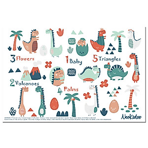 Disposable Placemats for Baby Toddler and Kids Travel Pack 12" x 18" Stick-On 20 Plastic Table Toppers Restaurant Indoor Outdoor Protection Dino Design