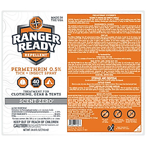 Ranger Ready Permethrin Spray for Clothes and Outdoor Gear - Permethrin Insect & Tick Repellent - Scent Zero (24oz, Pack of 2)