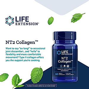 Life Extension NT2 Collagen - Undenatured Type II Collagen Supplement to Support Joint Mobility – Type 2 Collagen for Joints Cartilage Health - Non-GMO, Gluten-Free, Once-Daily - 60 Small Capsules