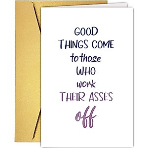 Supoeguk Funny Inspirational Work Hard Card, Congratulations on Promotion Card, New Job Card, Graduation Card, Good Things Come Card