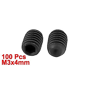 uxcell M3x4mm 12.9 Alloy Steel Hex Socket Set Cap Point Grub Screws 100pcs