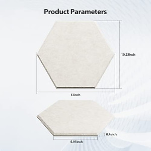 Amantech 12 Pack Acoustic Panels Self Adhesive Sound Proof Foam, High Density Sound Acoustic Foam Panel, 12X10.23X0.4 Inch Hexagon Wall Panels in Home,Office,Reccording Room,Studio(Beige)