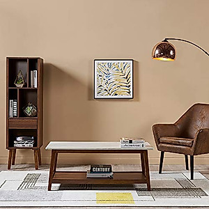 Teamson Home Kingston Coffee Table with Storage Space, 42" x 20" x 17", Faux Marble/Walnut